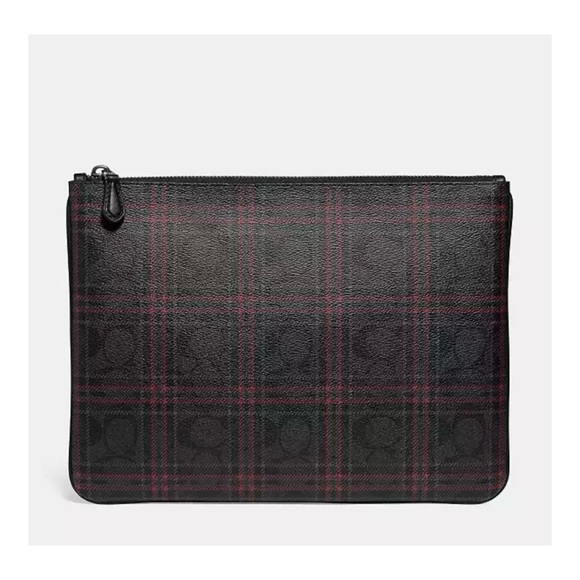 Coach | Bags | Coach Large Pouch In Signature Canvas With Shirting ...